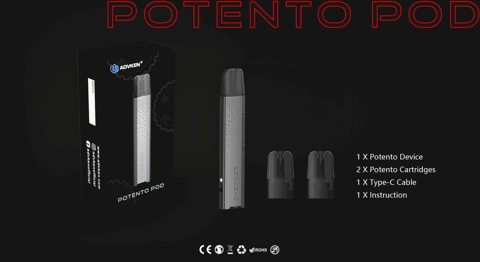 Potento Pod Kit V1 | ADVKEN® High quality makes healthy vape future!